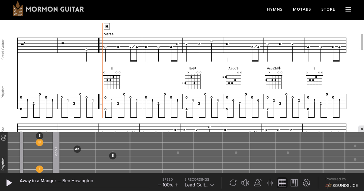 TAB – Away in a Manger - Mormon Guitar